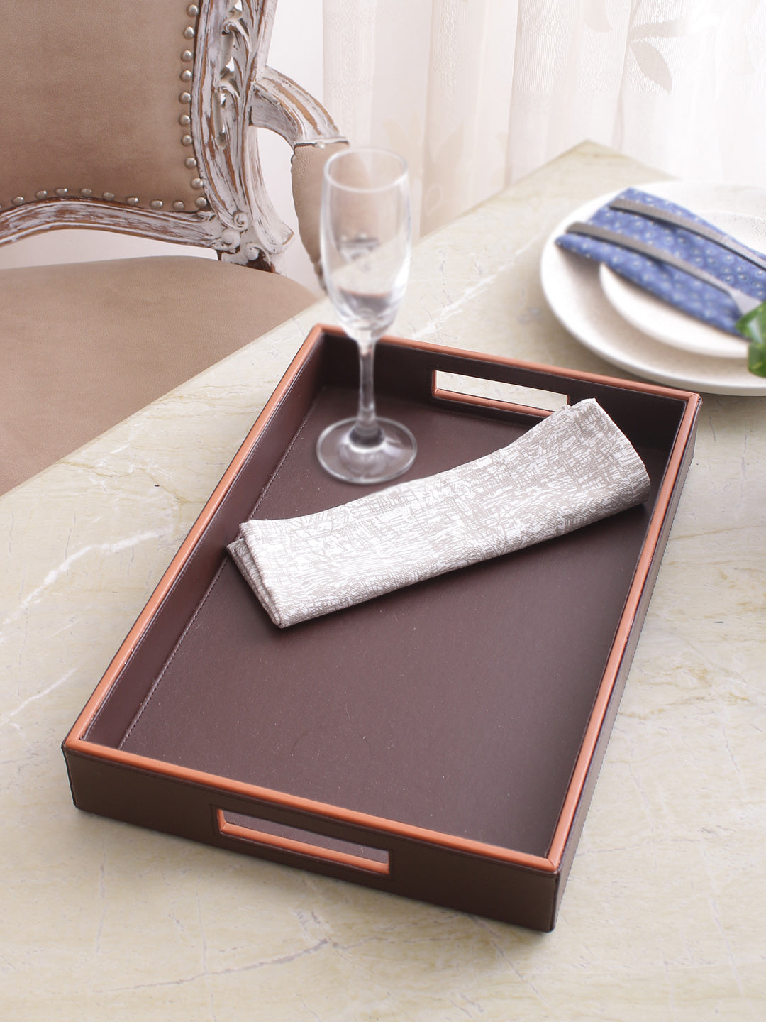 Morgan Brown & Tan Leatherite Tray – Sammsara