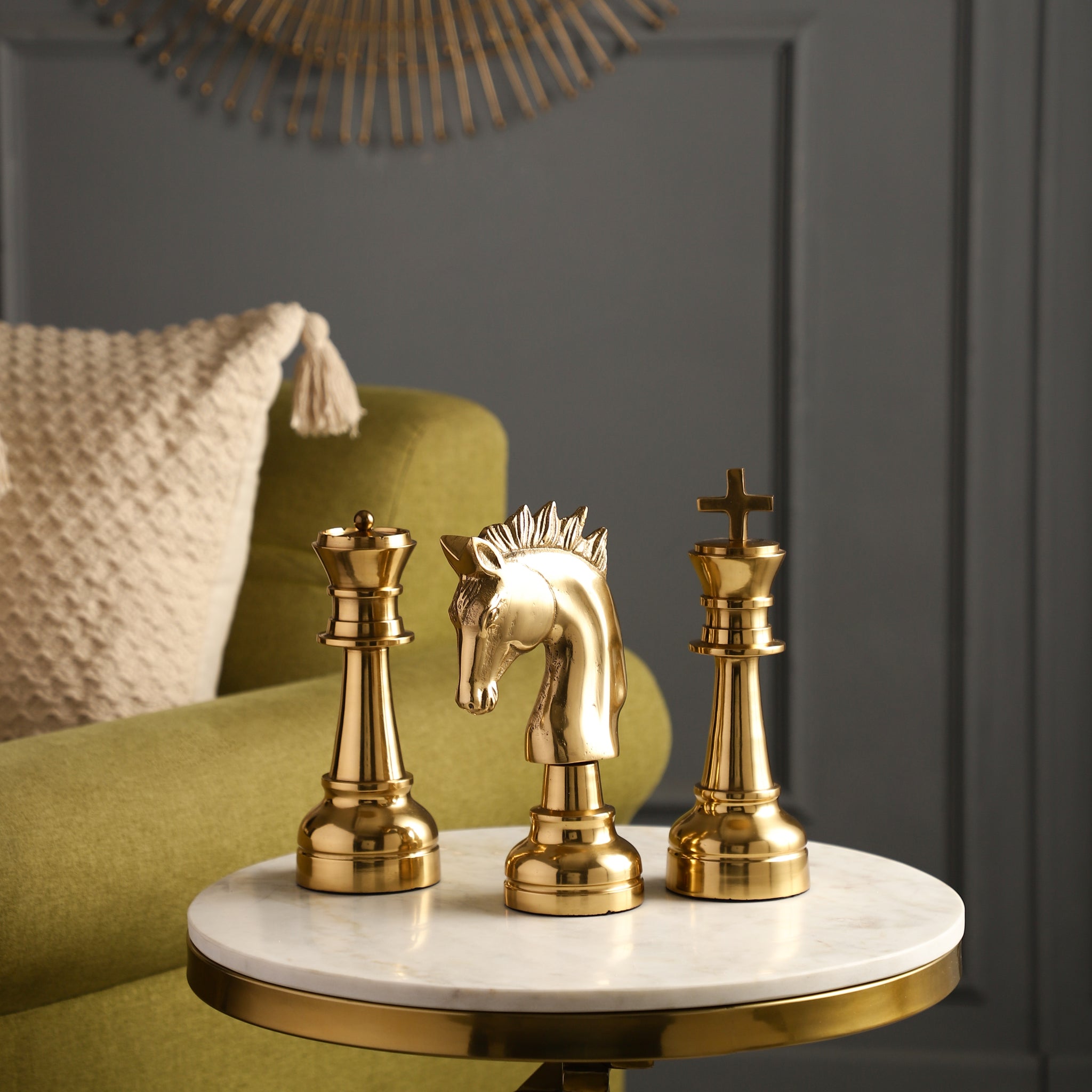 Oversized Chess Decorative Gold Accent Set of 3 – Sammsara