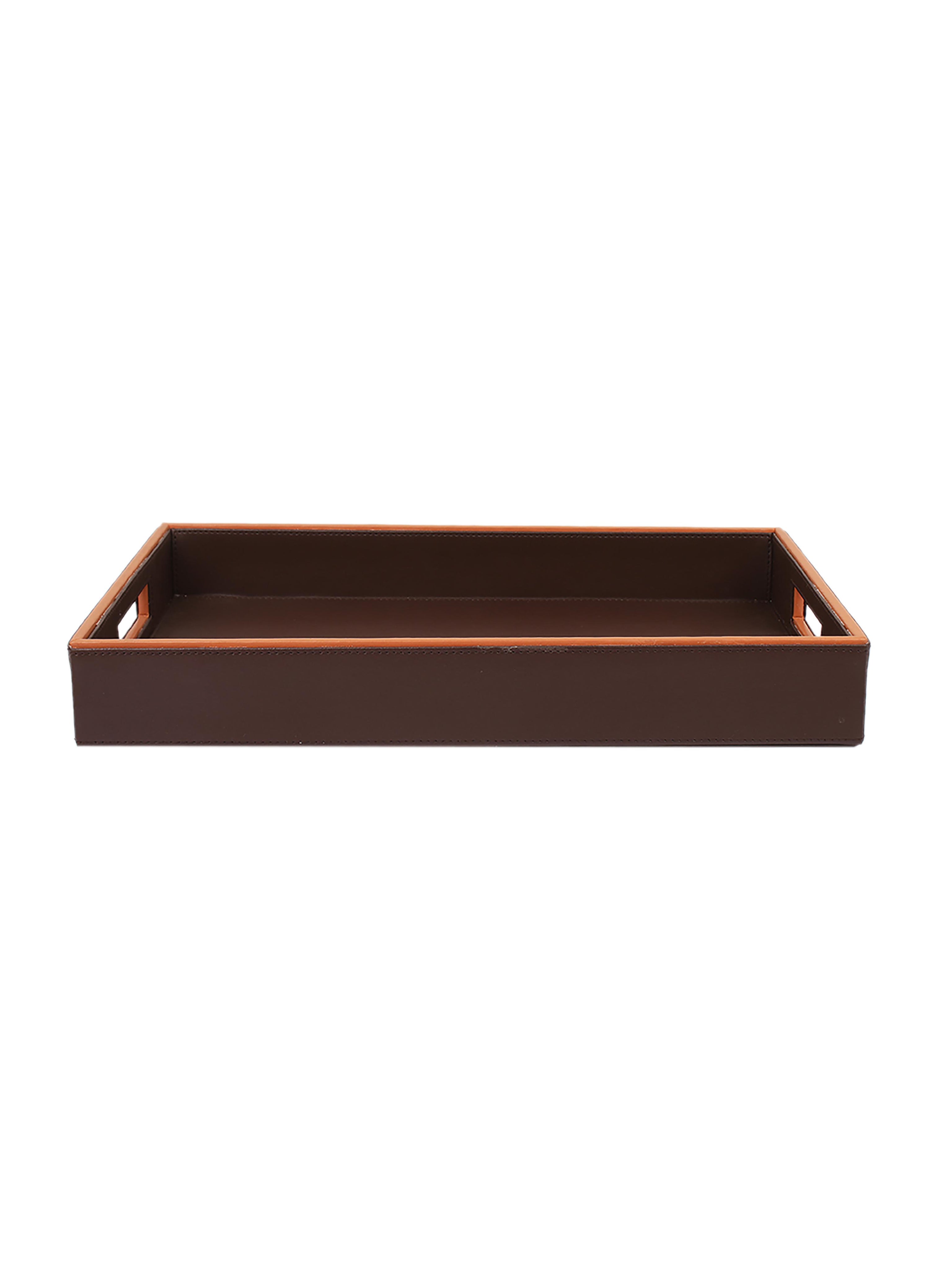 Morgan Brown & Tan Leatherite Tray – Sammsara